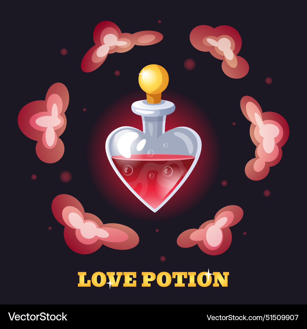 Magic potion love elixir bottle mystery red Vector Image