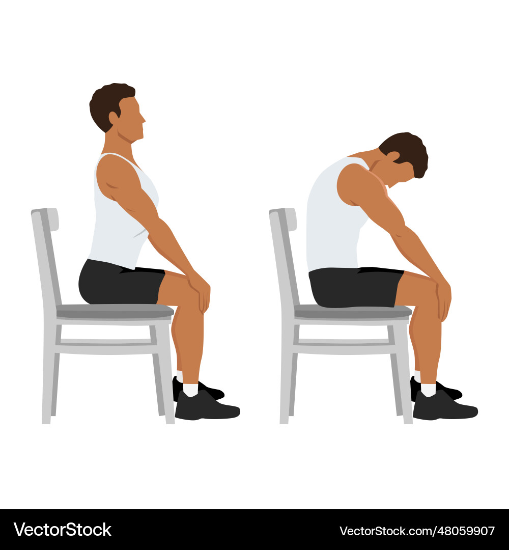 Man doing yoga chair cat cow stretch exercise Vector Image