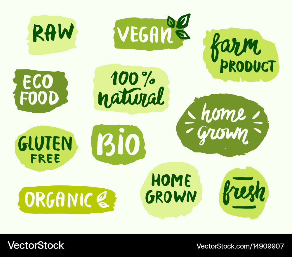 Natural Food Labels & Icons Royalty Free Vector Image