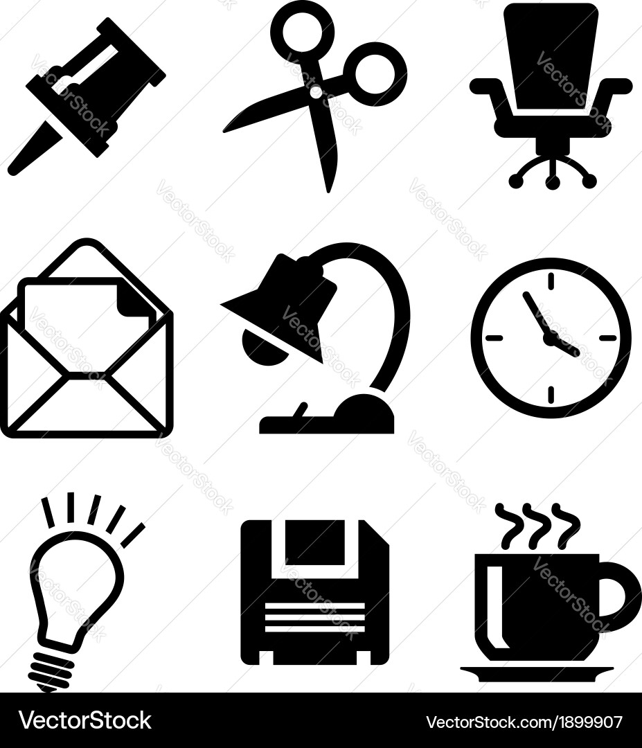 Office Icon Set Royalty Free Vector Image - VectorStock
