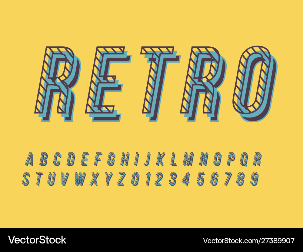 Retro font and alphabet stock Royalty Free Vector Image