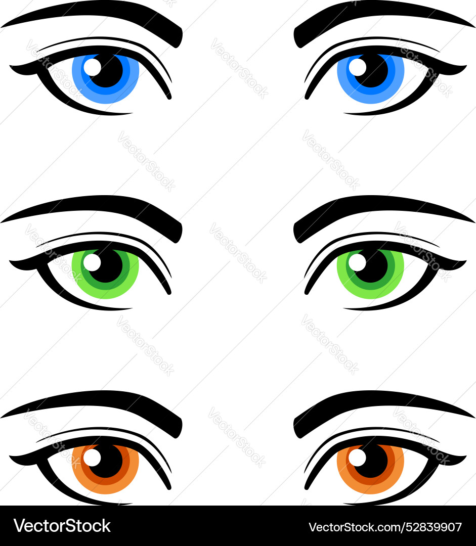 Simple beautiful human female eyes set Royalty Free Vector