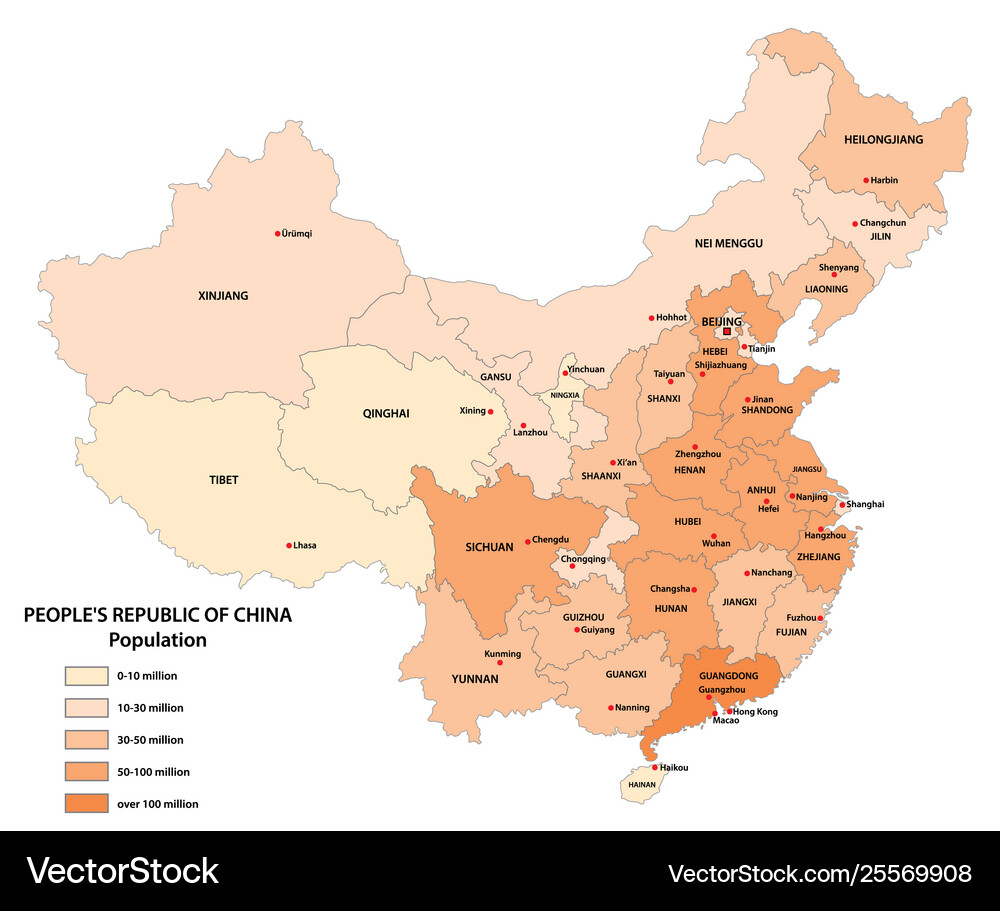 China Population Map – Royalty-Free Vector | VectorStock