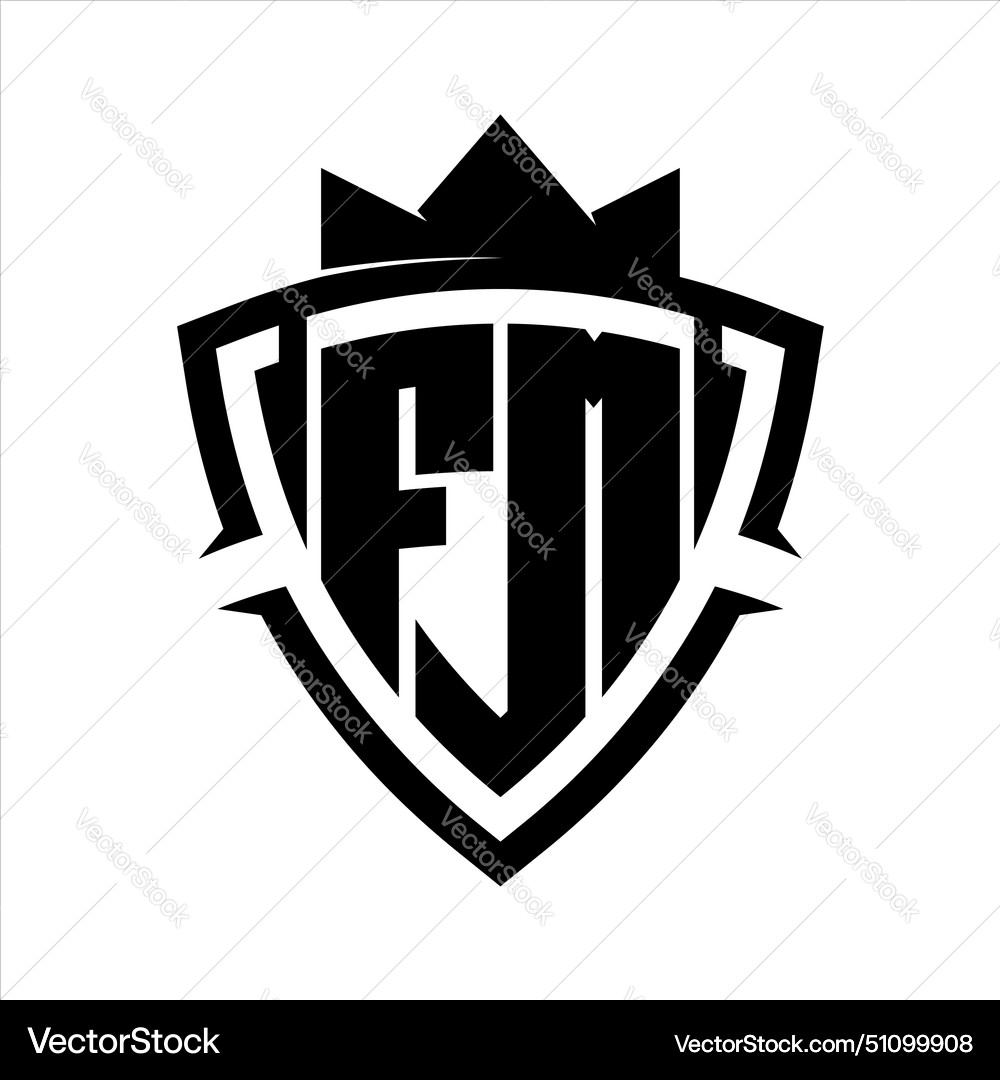 Fm letter bold monogram triangle curve shield Vector Image
