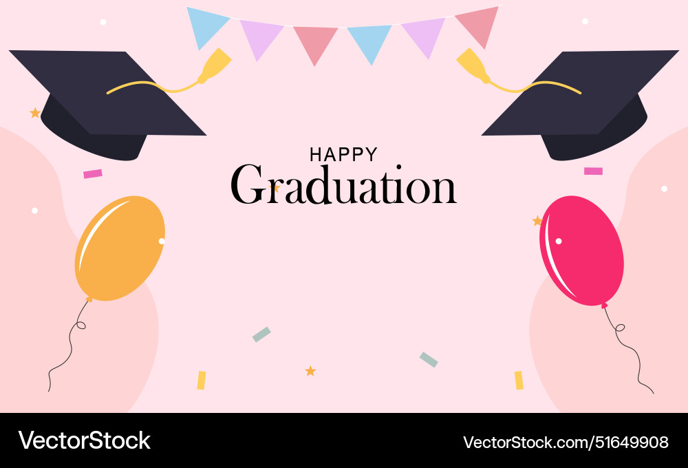 Graduation banner with cartoon Royalty Free Vector Image