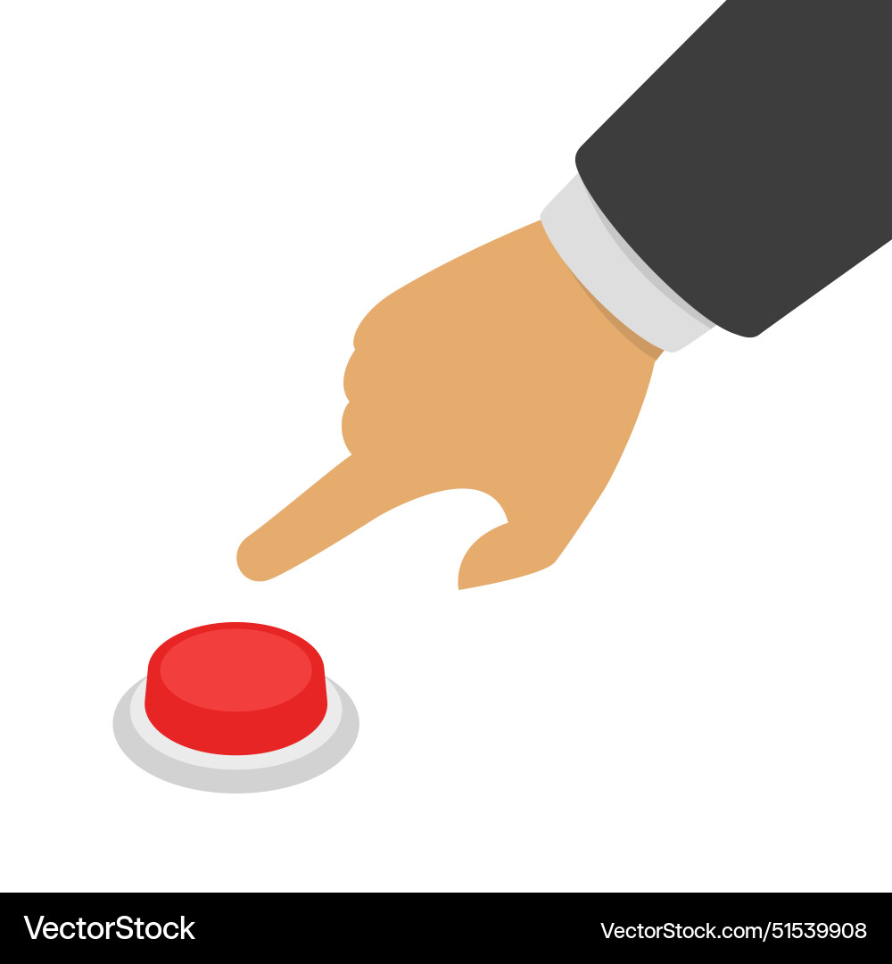 Hand pressing red button Royalty Free Vector Image
