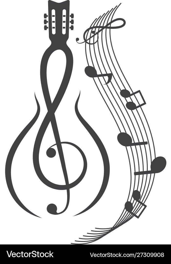 Note guitar icon logo Royalty Free Vector Image