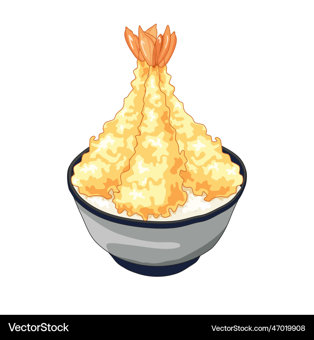Shrimp tempura rice bowl menu Royalty Free Vector Image