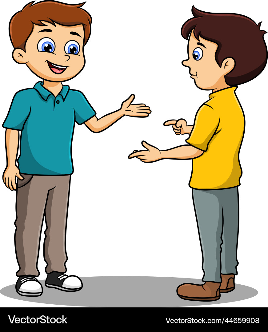 Two Boys Talking - Cartoon Scene Royalty Free Vector Image