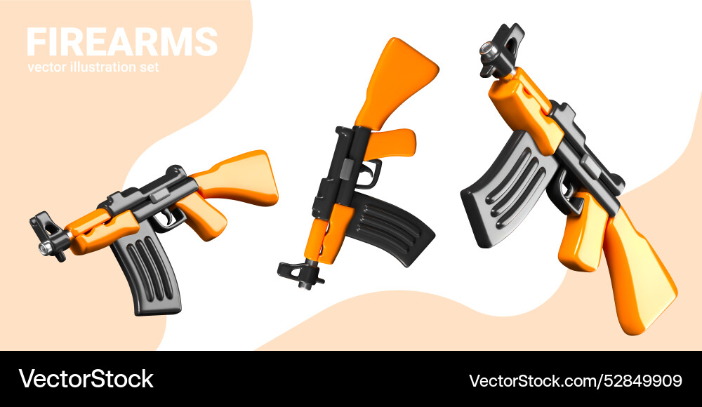 Automatic rifle in different positions new Vector Image