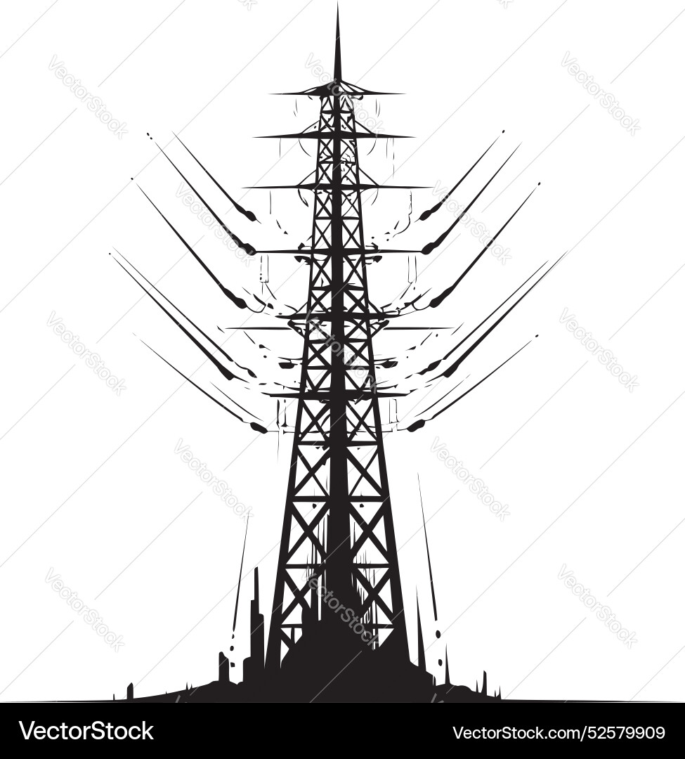 Electratower hand drawn symbol for electric power Vector Image