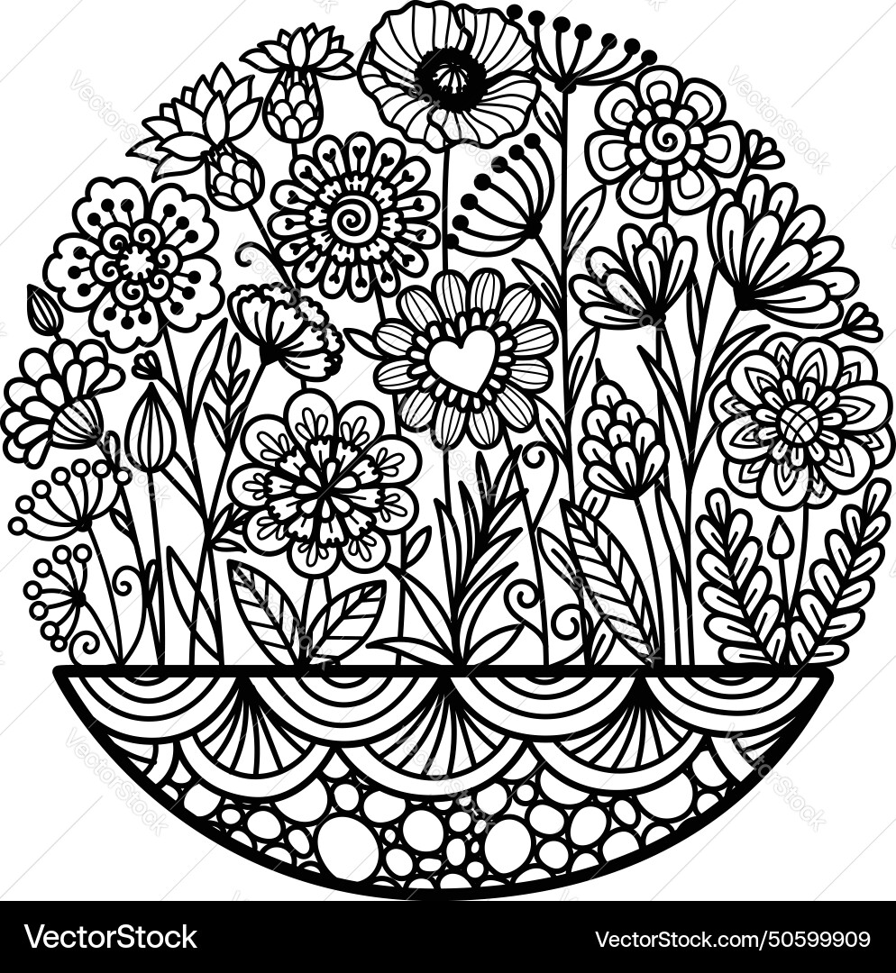 Floral Circle Pattern Royalty Free Vector Image