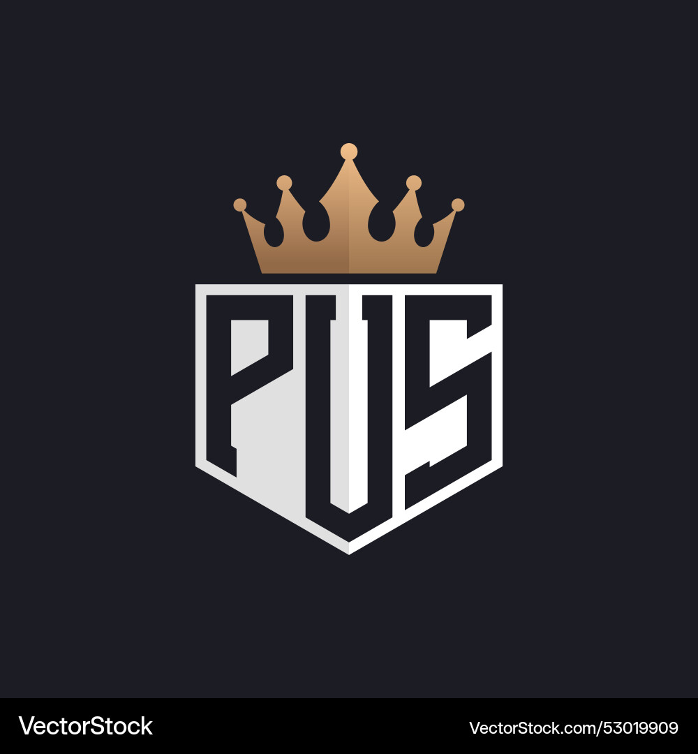 Luxury pus logo with crown elegant initials Vector Image