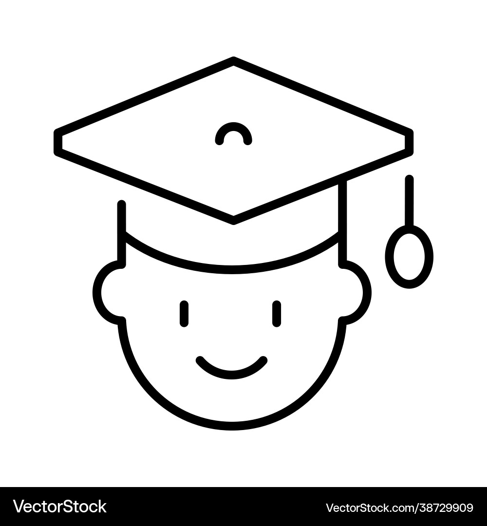 Monochrome human head in graduate hat icon Vector Image