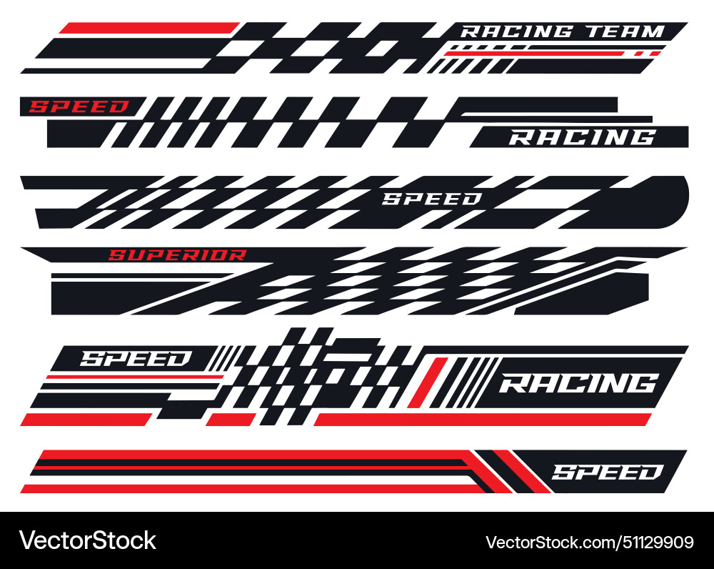 Racing team set stickers colorful Royalty Free Vector Image