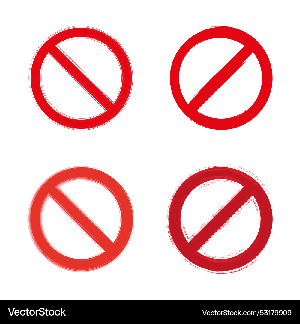Red prohibition signs set four different styles Vector Image