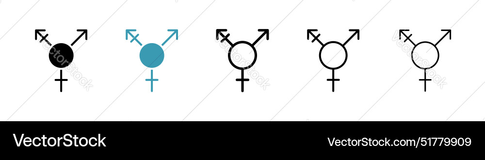 Transgender icon set black filled and outlined Vector Image