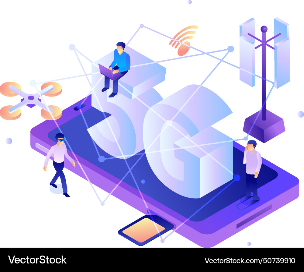 5g connections isometric composition Royalty Free Vector