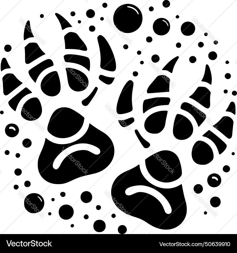 Abstract monochrome dino footprints pattern Vector Image