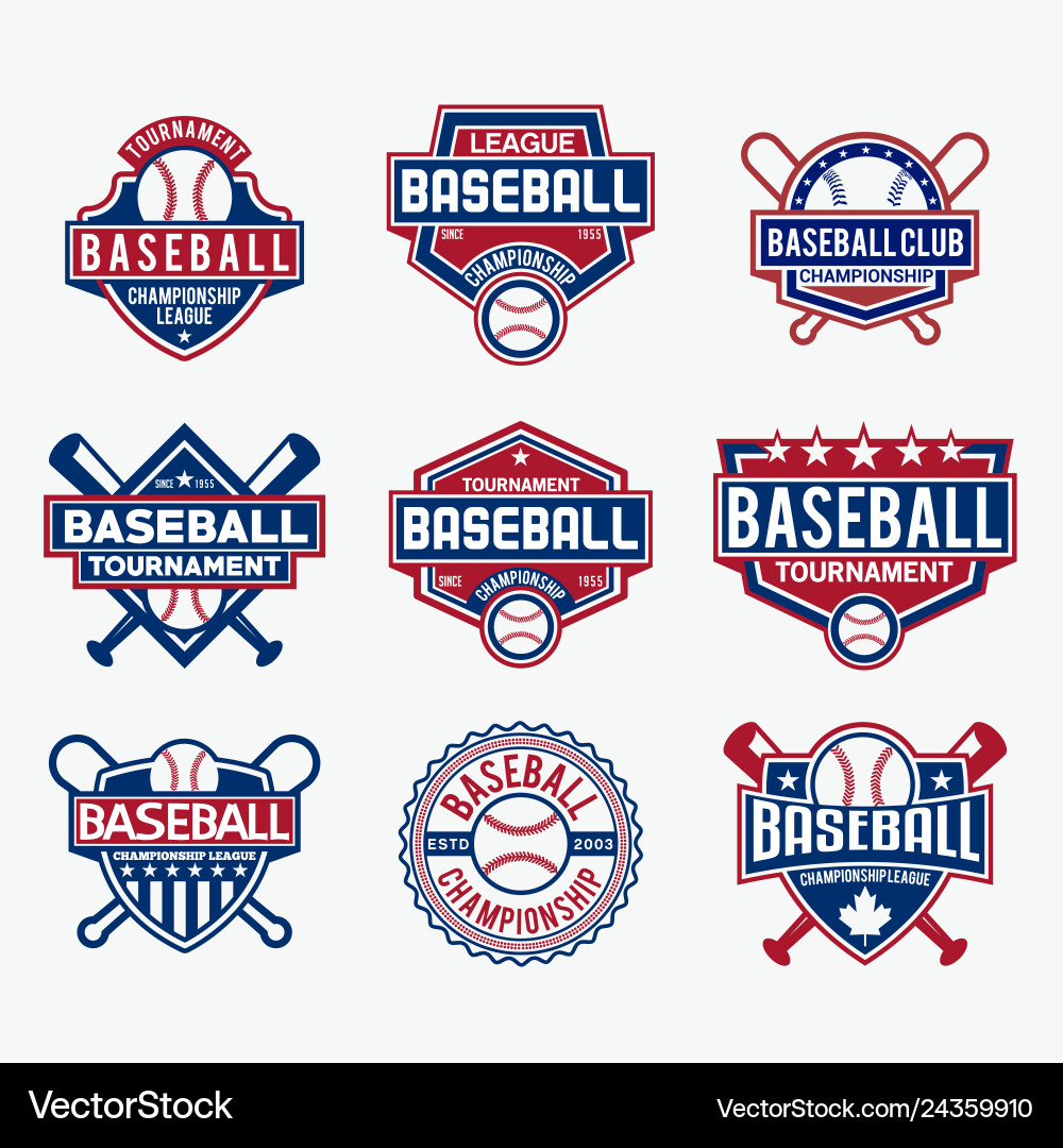Baseball Logo Set Royalty Free Vector Image - VectorStock