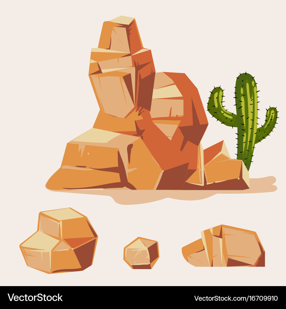 Desert Rocks - Cartoon Isometric Royalty Free Vector Image