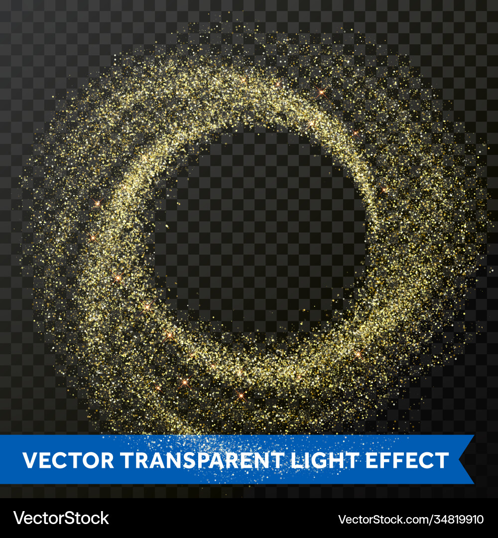 Gold particle swirl circle effect golden glitter Vector Image