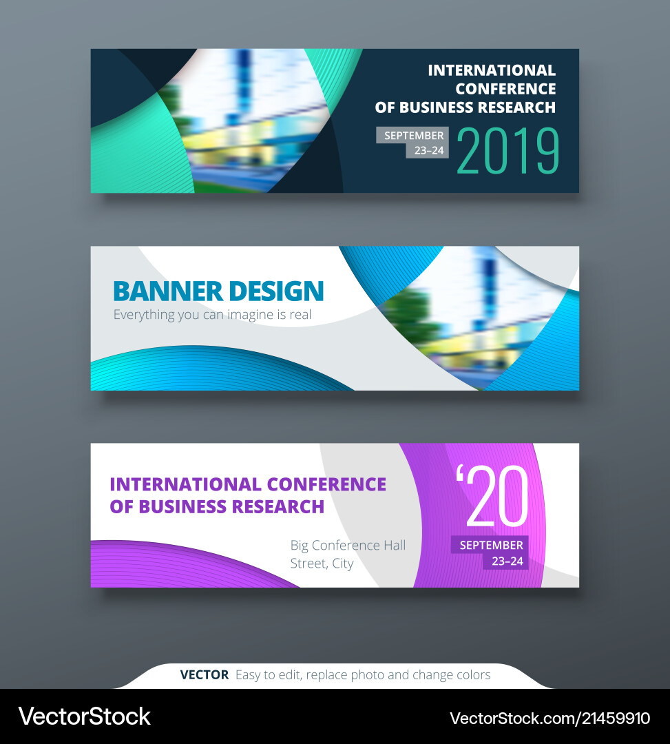 Horizontal web banner templtes with circles Vector Image