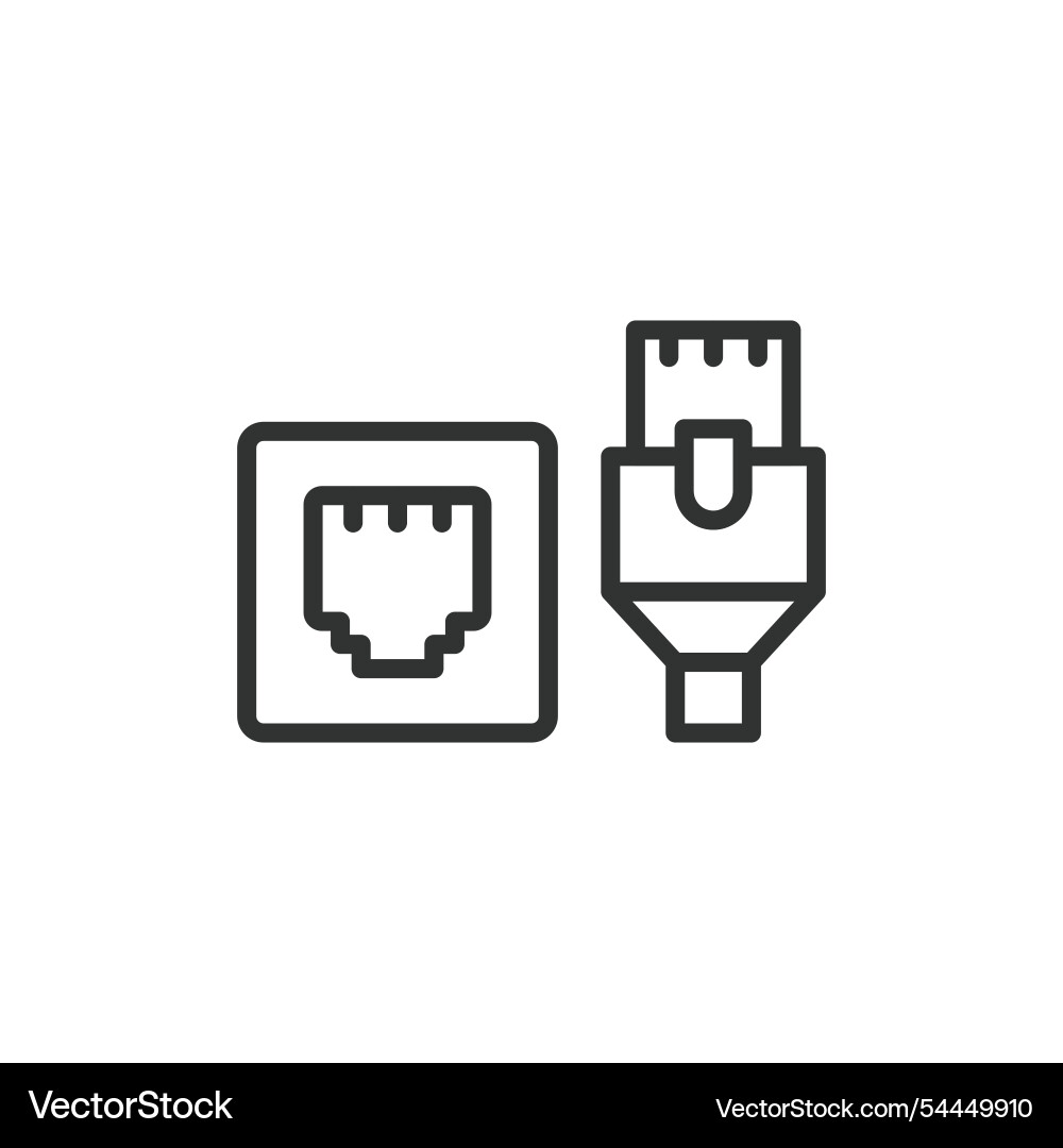 Lan wan ethernet port icon in line design lan wan Vector Image