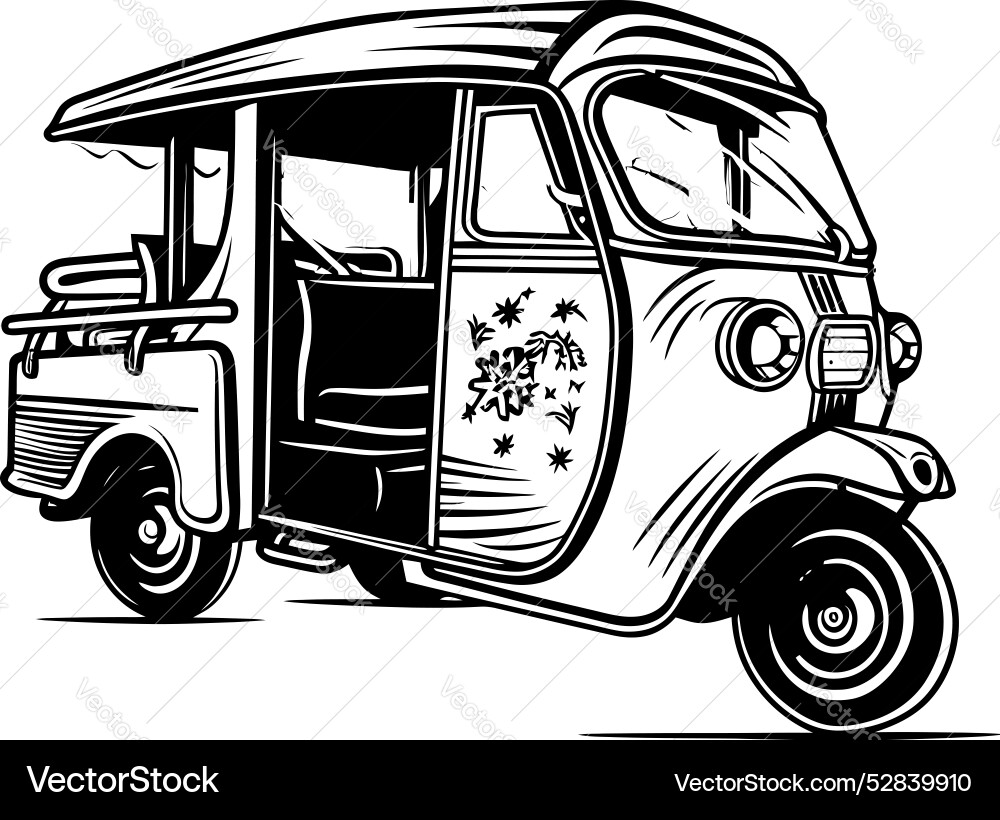 Rickshaw ramble tuk icon urban velocity Royalty Free Vector