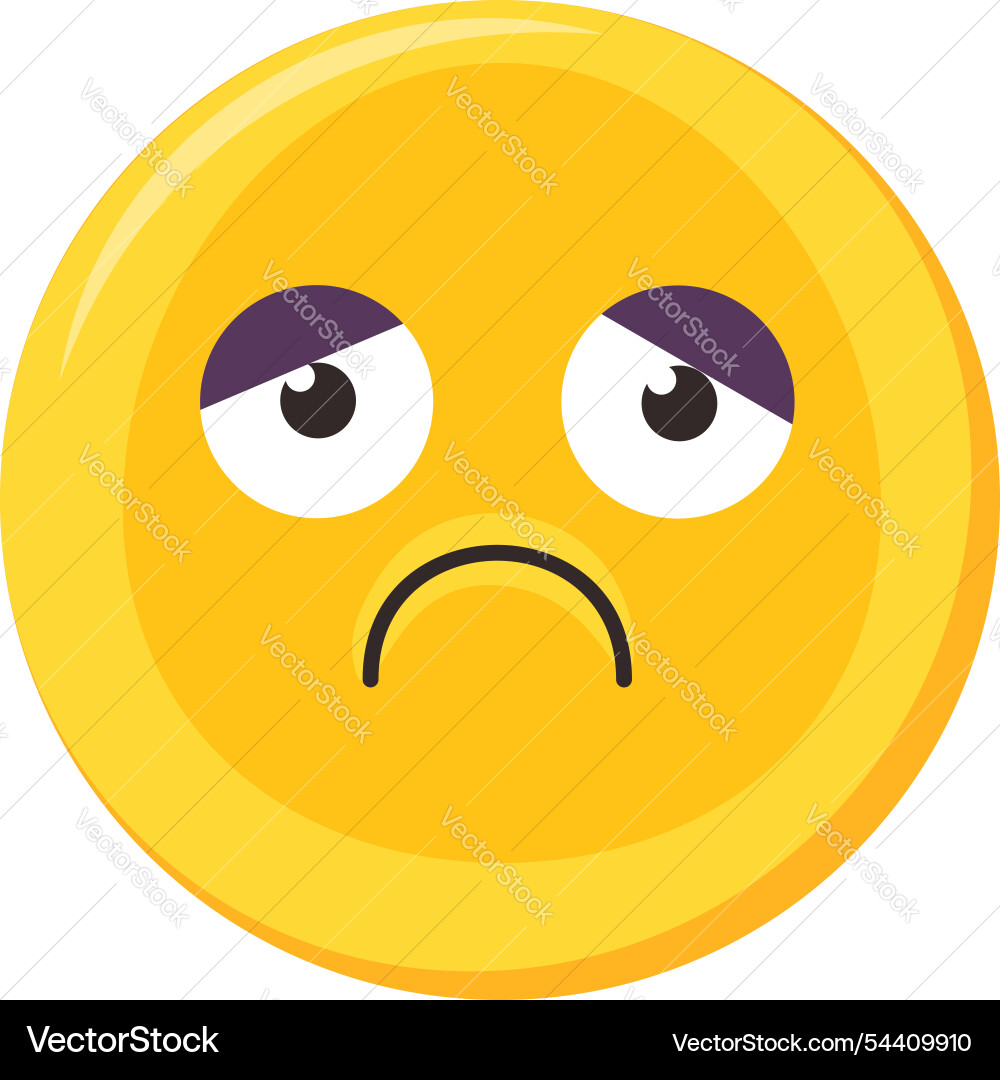 Sad emoji cute cartoon icon element Royalty Free Vector