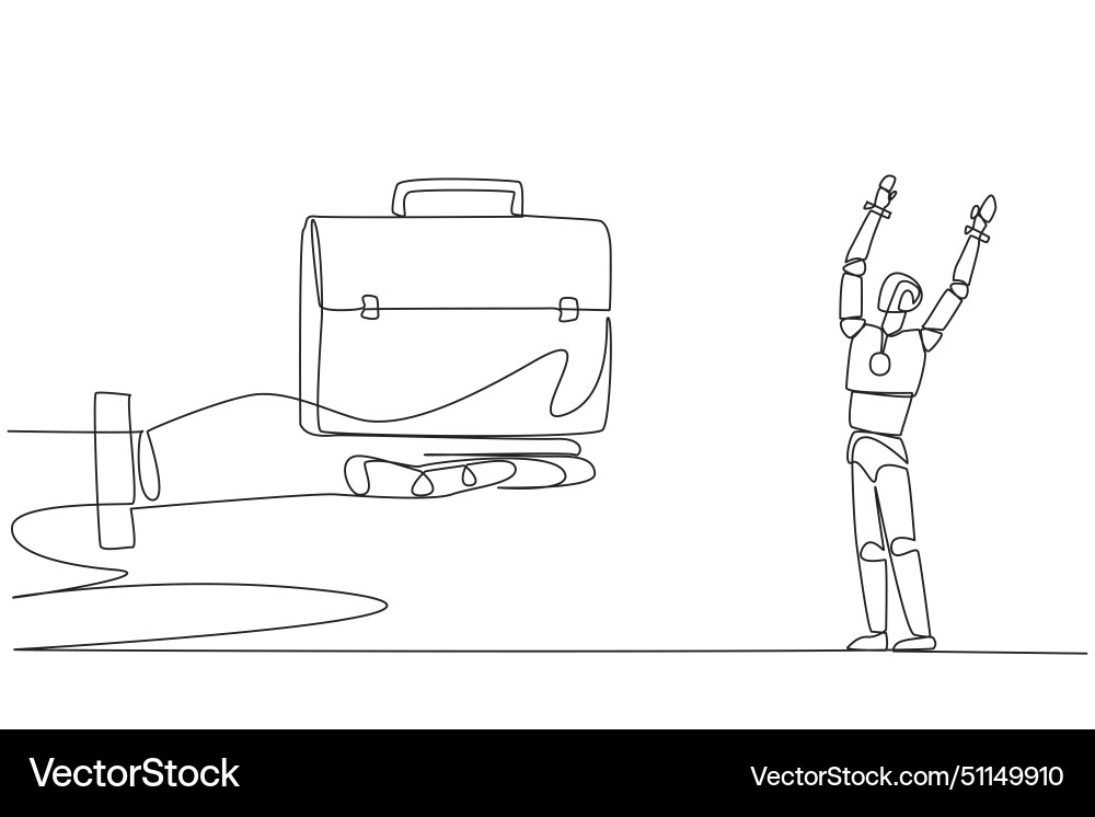 Single Continuous Line Drawing A Robot Excited Vector Image
