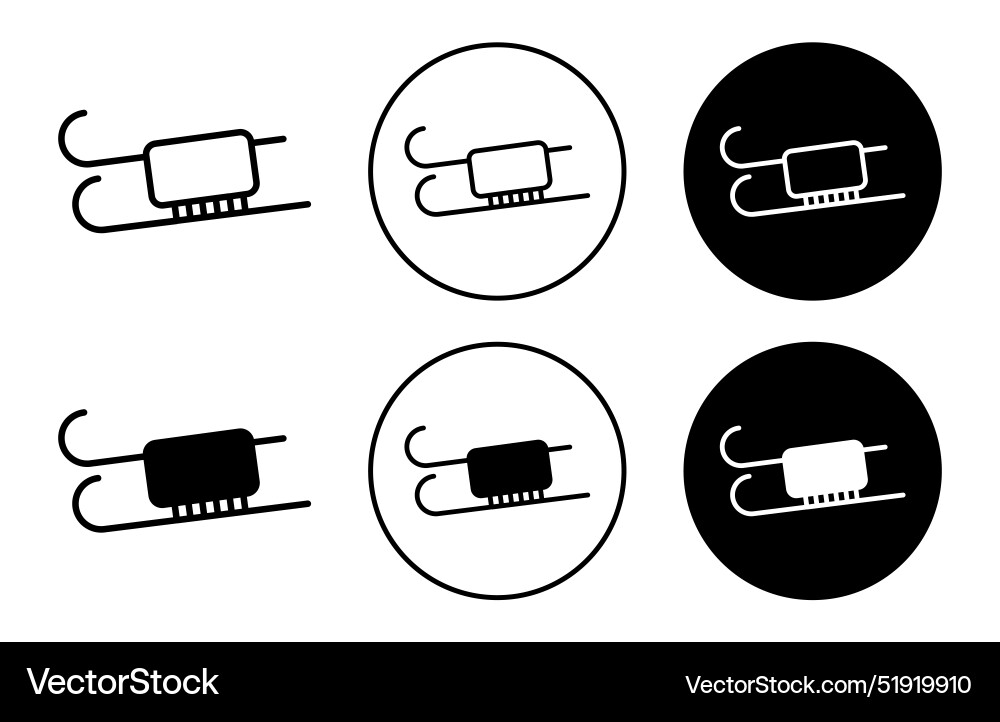 Sled icon collection of outline thin line symbol Vector Image
