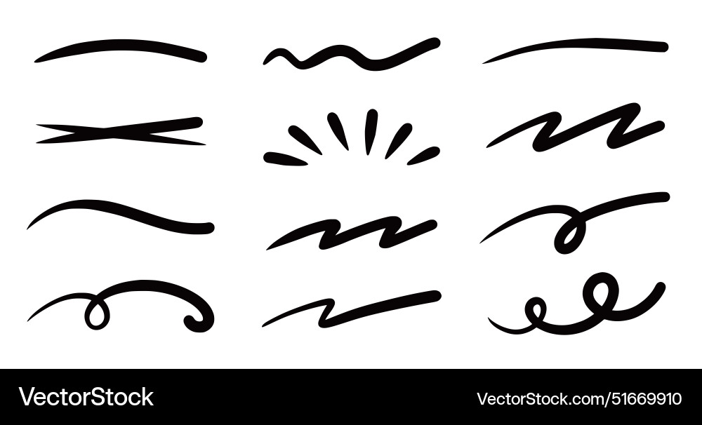 Squiggle brush scribble underline marker pen Vector Image