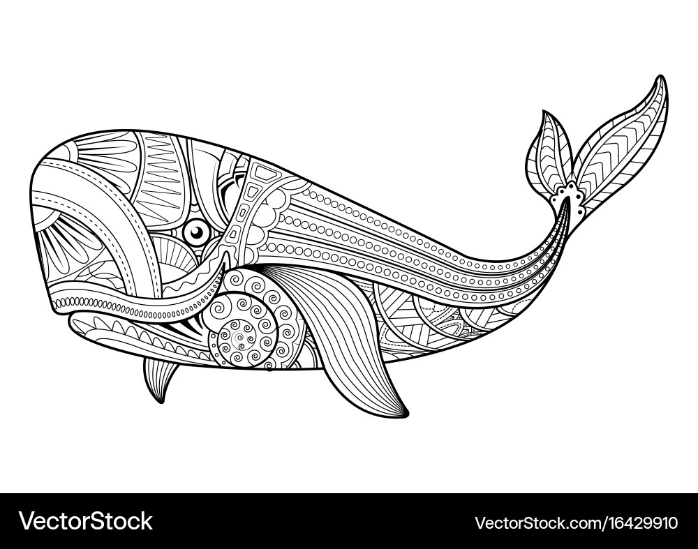 Zentangle Whale Pattern Royalty Free Vector Image