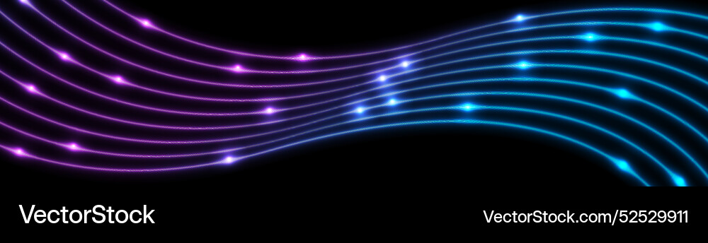 Bright blue and violet neon waves abstract Vector Image