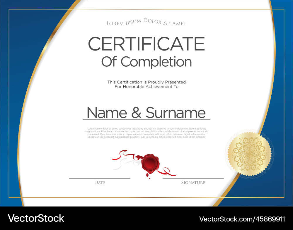 Certificate or diploma of completion design Vector Image
