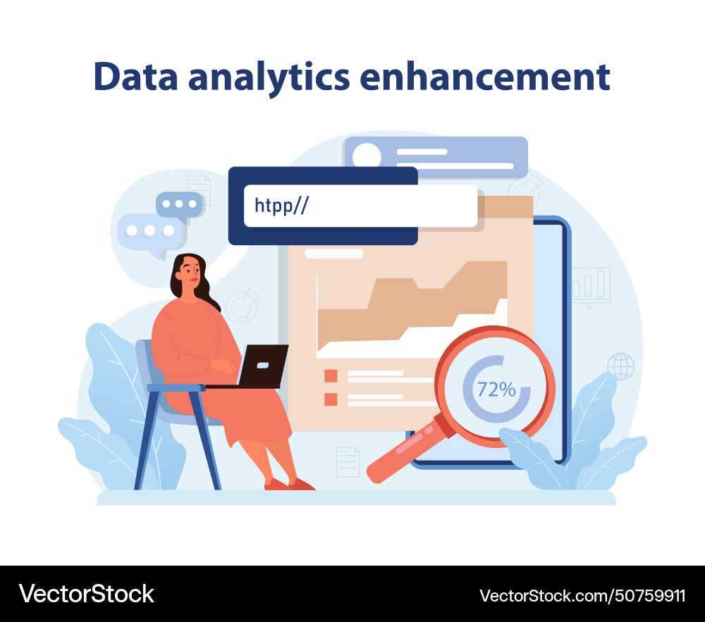 Data analytics enhancement professional analyzing Vector Image