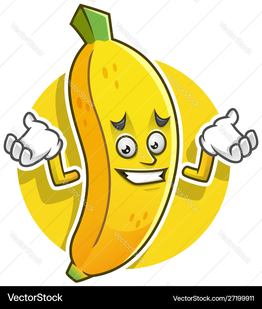 Feeling sorry banana mascot character Royalty Free Vector