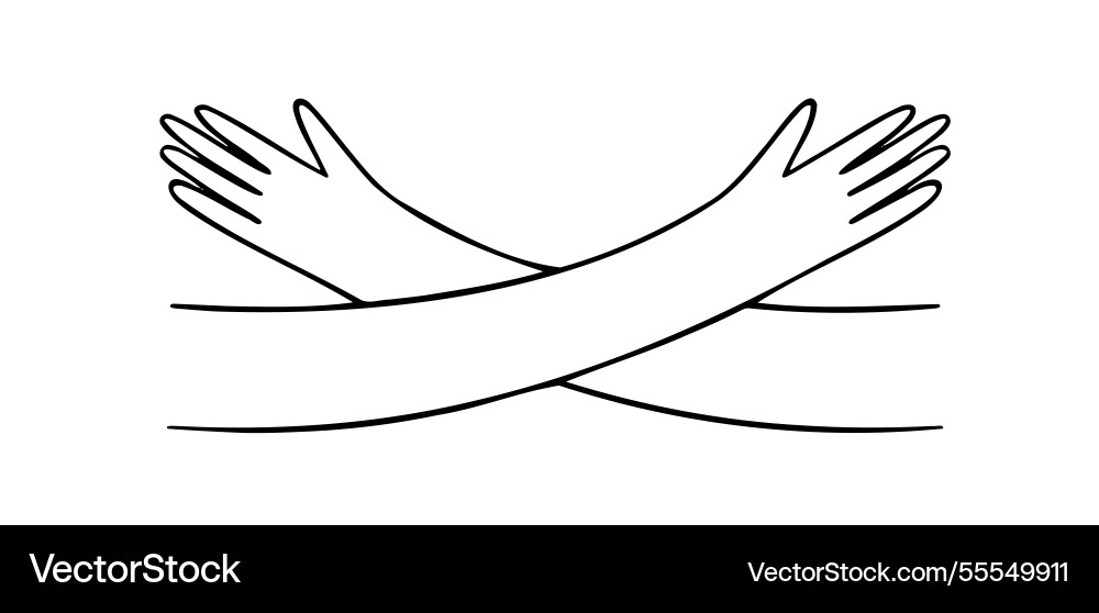 Hugging hands doodle hand drawn icon embrace arms Vector Image