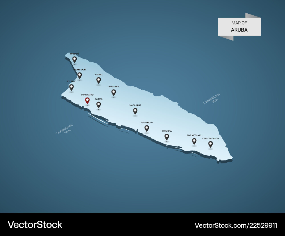 Isometric 3d aruba map concept Royalty Free Vector Image