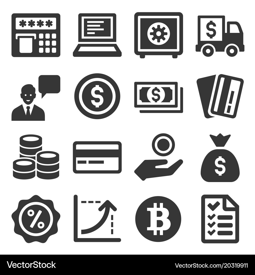 Money icon set Royalty Free Vector Image - VectorStock
