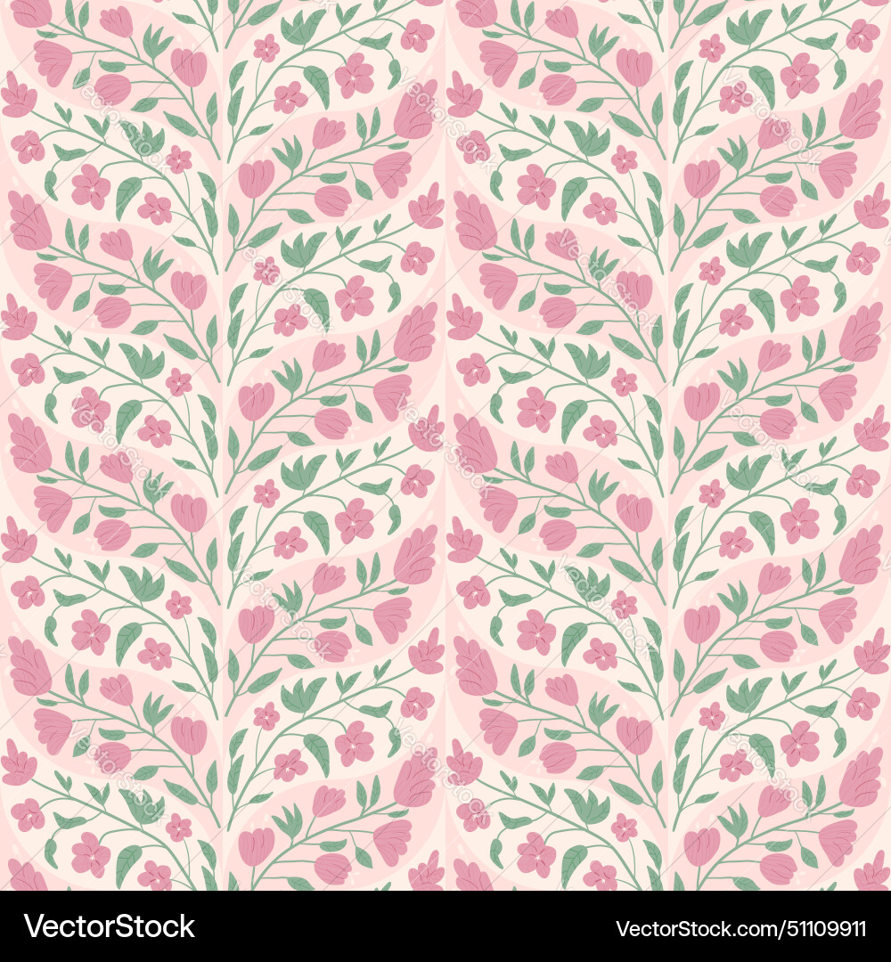 Pink wildflowers seamless pattern flower endless Vector Image