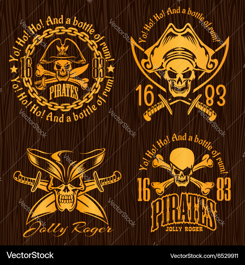 Pirate labels set - design for badges logos and t Vector Image