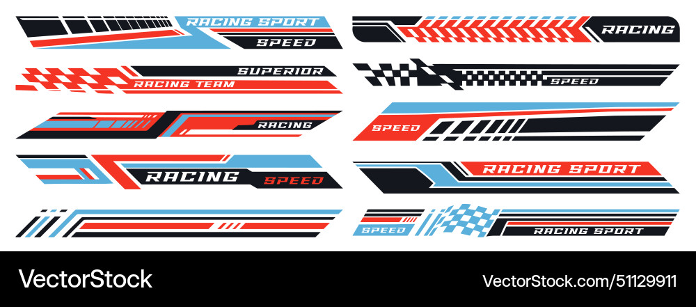 Racing team colorful set stickers Royalty Free Vector Image