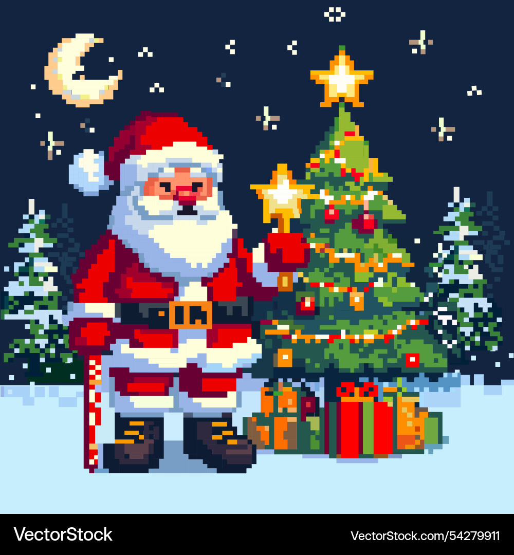 Santa claus with a christmas tree Royalty Free Vector Image