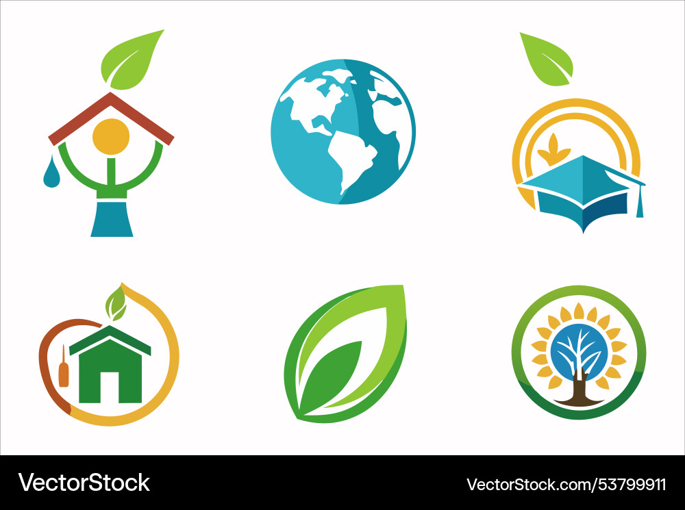 Sustainable education logos set Royalty Free Vector Image