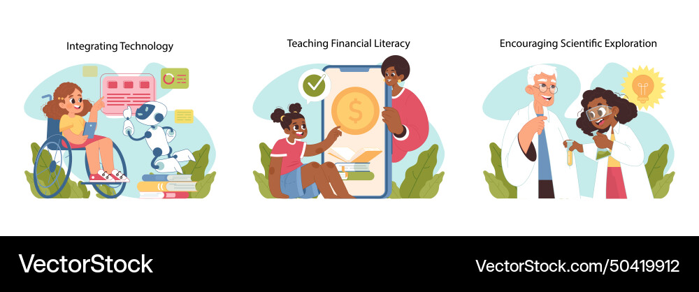 Basic skills set flat Royalty Free Vector Image