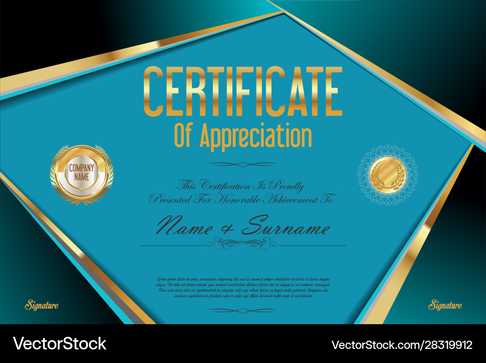 Certificate retro design template 20 Royalty Free Vector