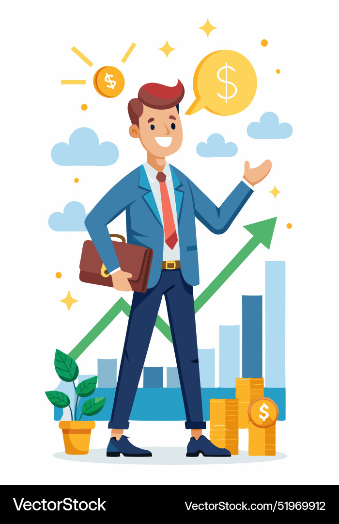 Confident sales professional with growth chart Vector Image