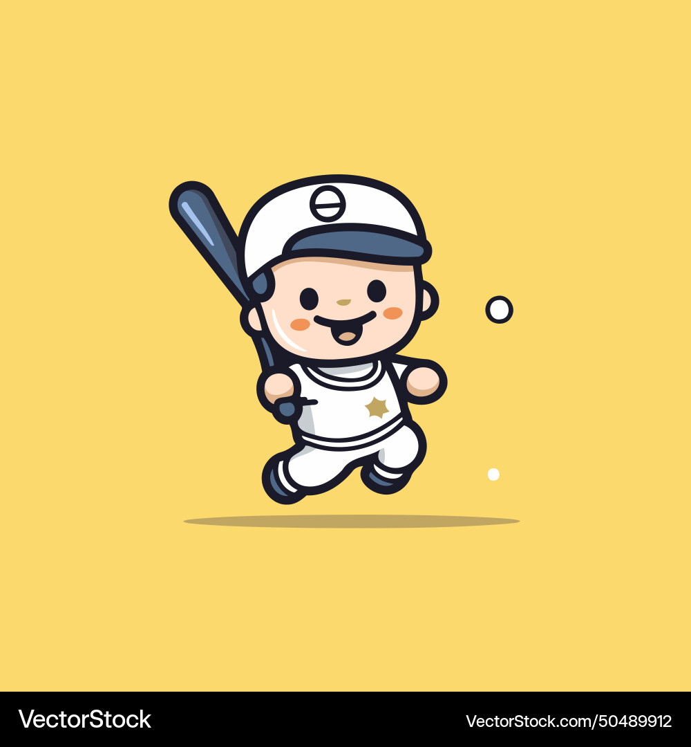 Cute baseball player cartoon mascot design Vector Image